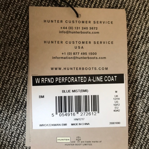 Hunter | Jackets & Coats | Hunter Blue Mist Scallop Perforated Aline ...